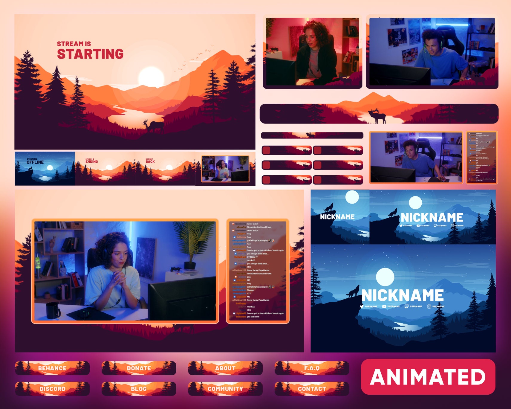 Autumn Landscape Twitch Overlays Pack ANIMATED for OBS Studio ...