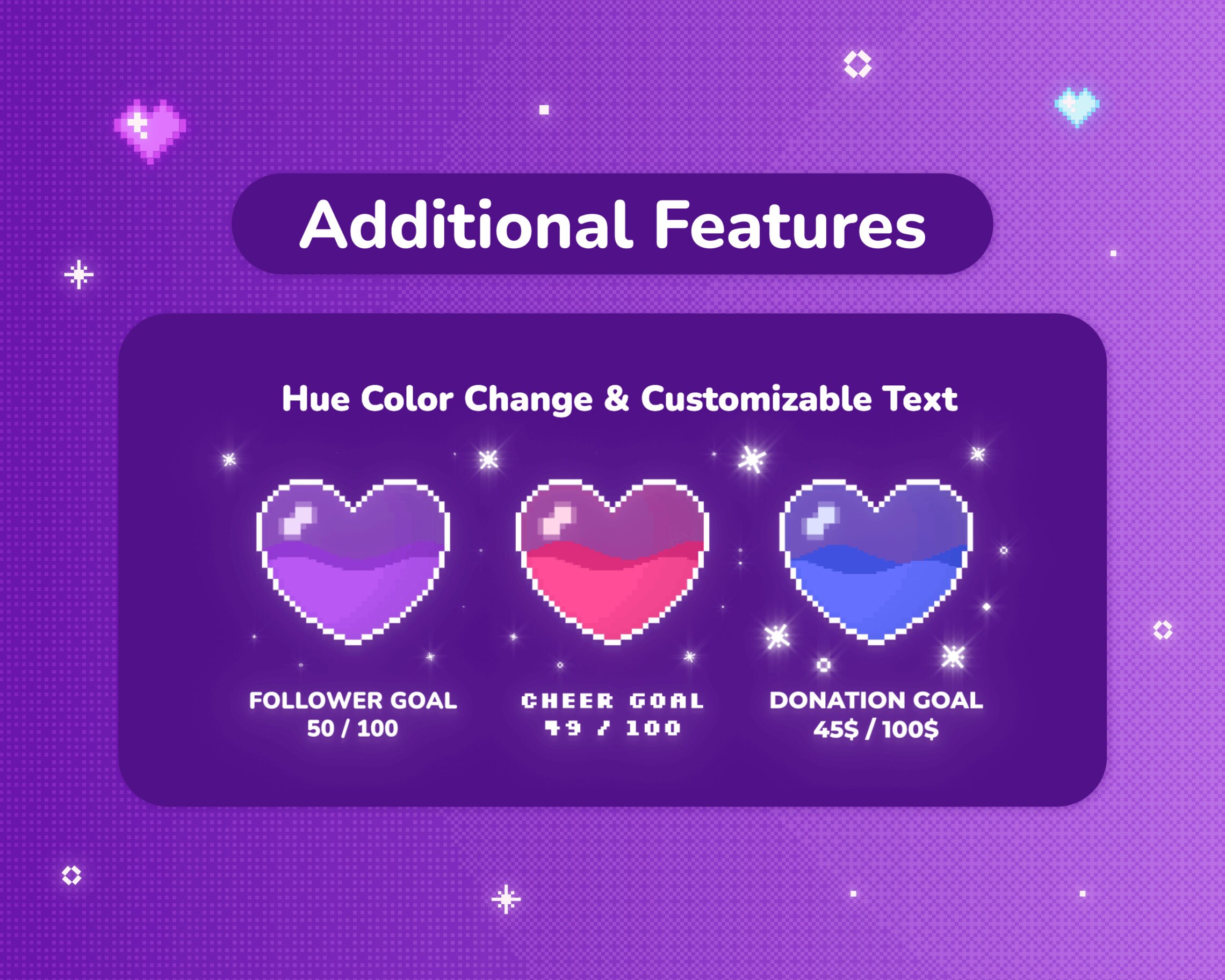 Widget de objetivo de Twitch Pixel Heart Lindo widget de objetivo de ...