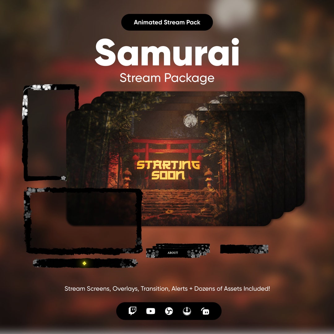 Pack d'overlays Samurai Twitch ANIMÉ pour OBS Studio et Streamlabs ...