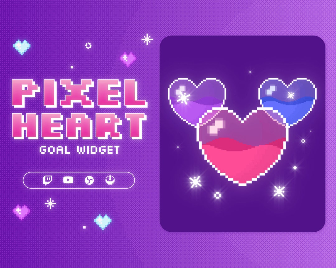 Pixel Heart Twitch Goal Widget Cute Pixel-art Goal Widget for Twitch ...
