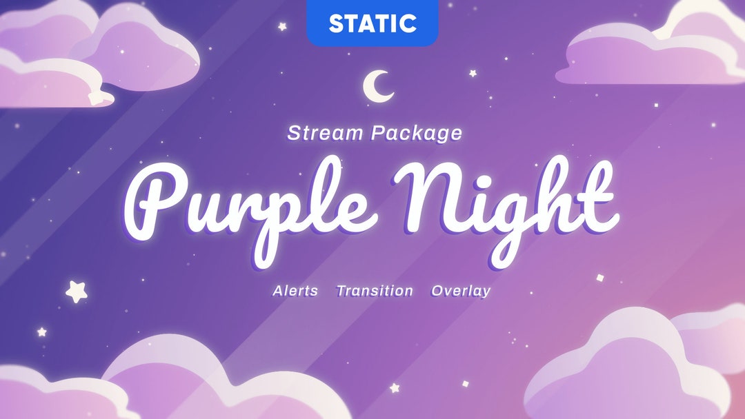 Purple Night Twitch Overlays Pack STATIC for OBS Studio & Streamlabs ...