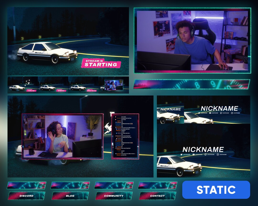 Phonk Twitch Overlays Pack STATIC: Webcam Overlay Stream - Etsy