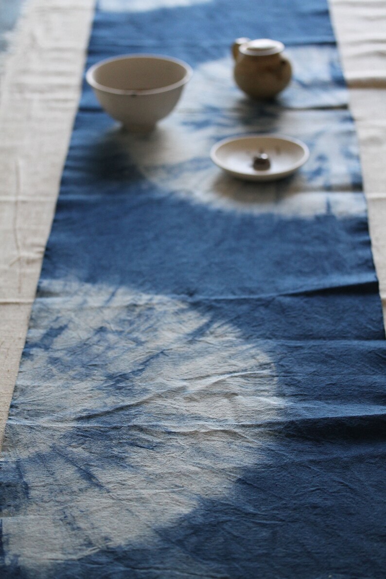 Indigo Chabu, Traditional, Hand Tie Dye. Cotton. Table Runner for ...