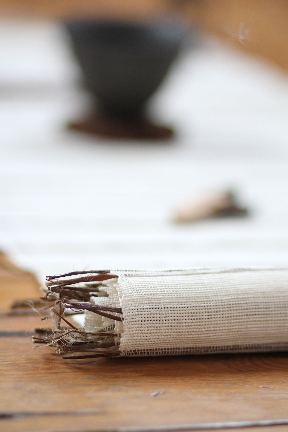 Chabu Hand Woven Table Runner for Tea Ceremony | Ivory White Natural ...