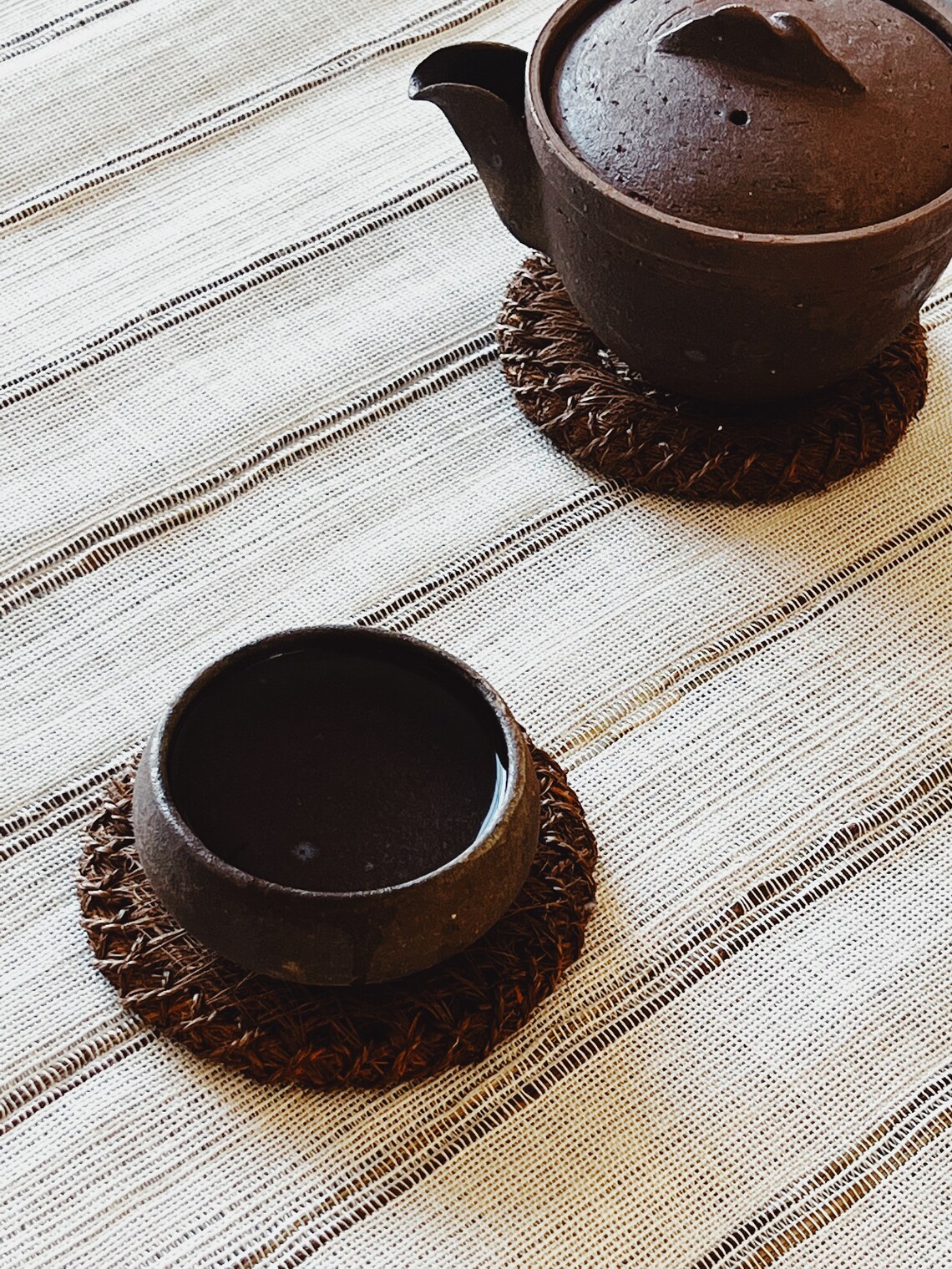 Chabu Hand Woven Table Runner for Tea Ceremony | Ivory White Natural ...