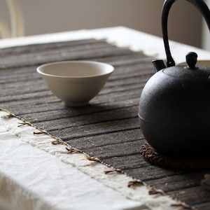 Chabu Table Runner for Tea Ceremony | Black / Brown Hand Loomed Natural ...