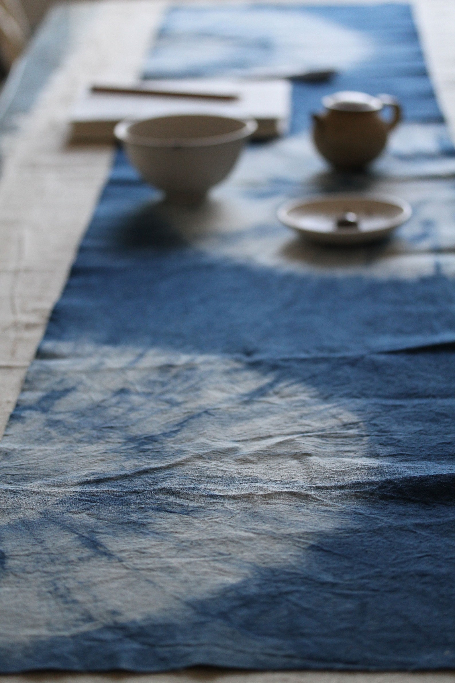 Indigo Chabu, Traditional, Hand Tie Dye. Cotton. Table Runner for ...