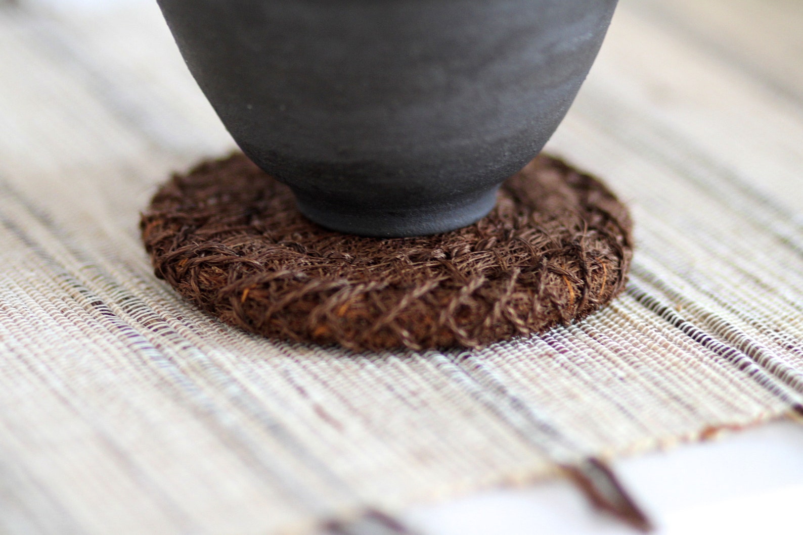 Natural Coir Fibre Tea Coaster: Wabi Sabi Gongfu Tea Mat - Etsy