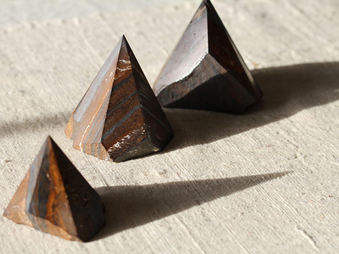 Brazilian Natural Tiger Eye Pyramids, Unpolished, Giza Plateau Set of ...