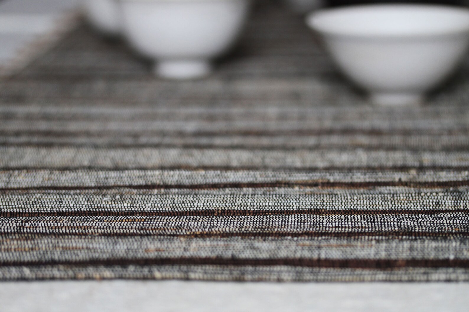 Chabu Table Runner for Tea Ceremony | Black / Brown Hand Loomed Natural ...