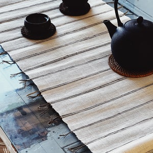 Chabu Hand Woven Table Runner for Tea Ceremony | Ivory White Natural ...