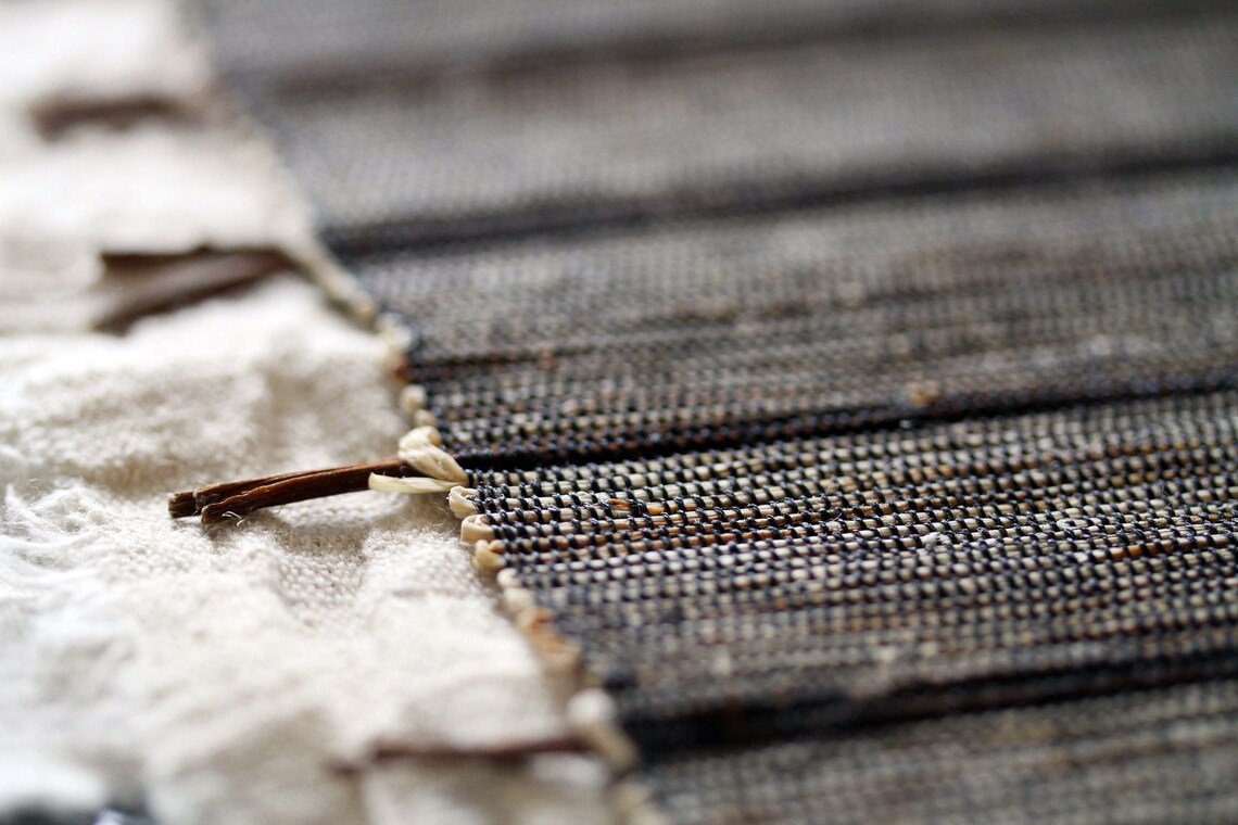 Chabu Table Runner for Tea Ceremony | Black / Brown Hand Loomed Natural ...