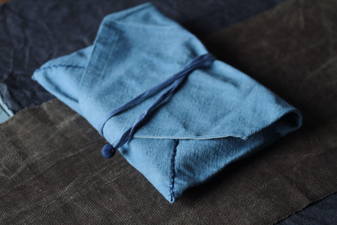 Blue Cotton Book Cover Pouch A5. Light Indigo Plant Dyed - Etsy