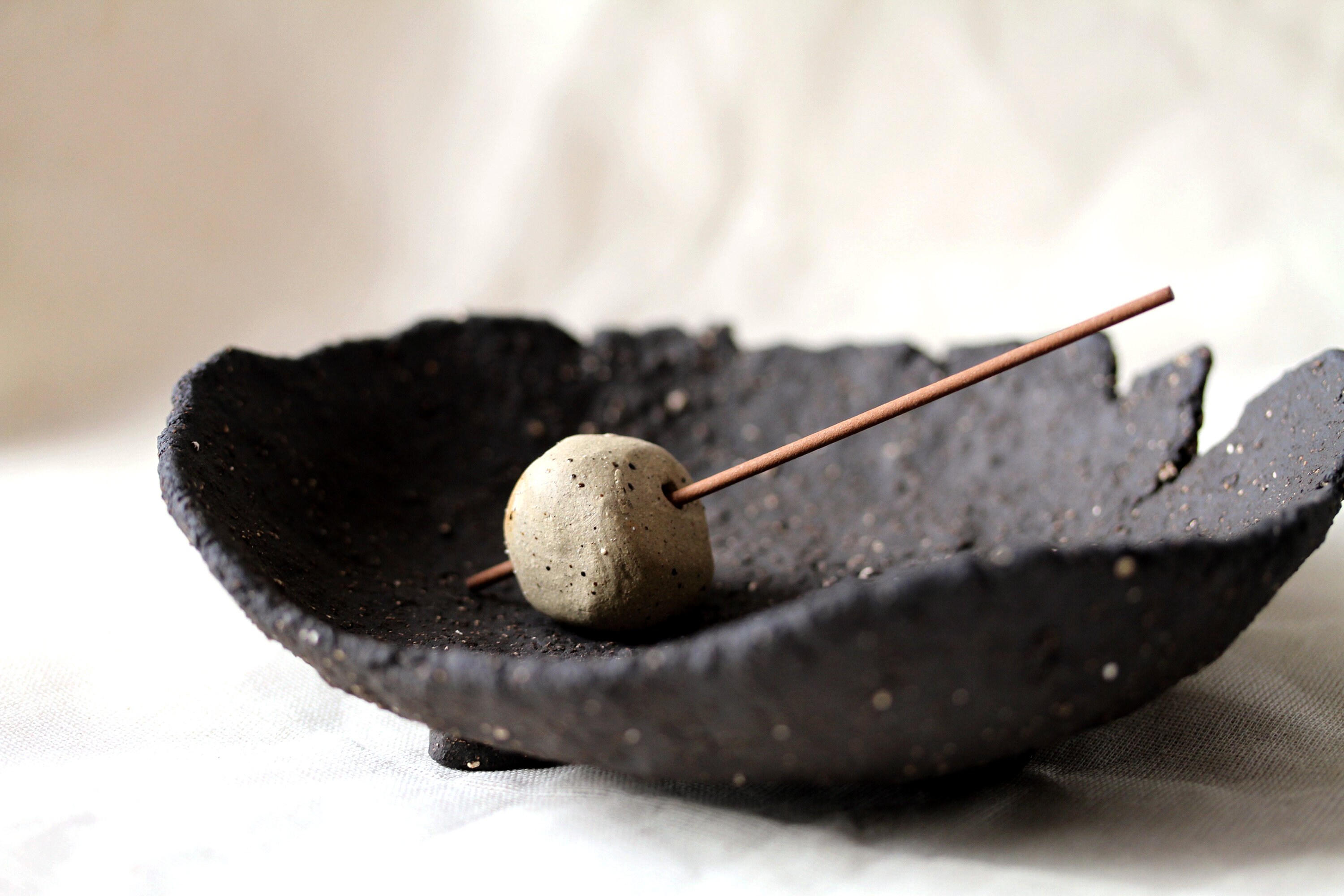 Smudging & Incense Wide Dish Textural Black Stoneware Wabi Sabi Zen - Etsy
