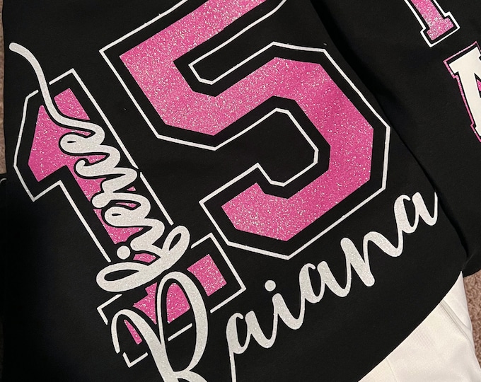 Fierce 15 Personalized Glitter Birthday,short Sleeve T-shirt, Long ...