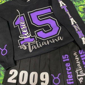 Fierce 15 Personalized Glitter Birthday,short Sleeve T-shirt, Long ...