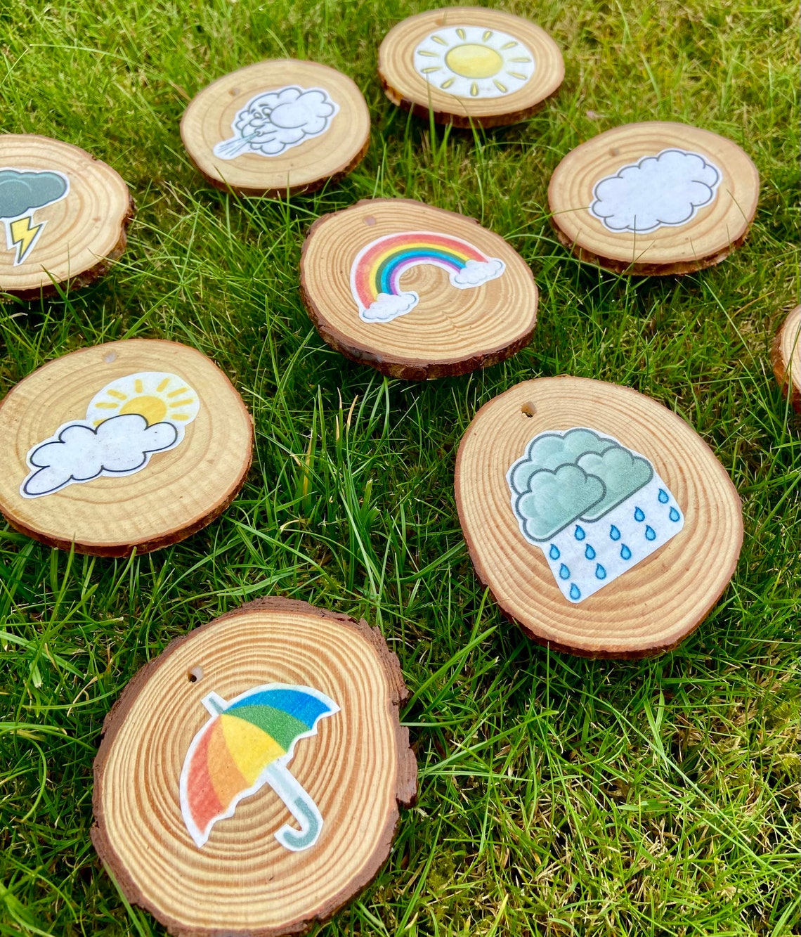 Weather Log Slices Log Slices Set Wooden Toys EYFS Forest - Etsy