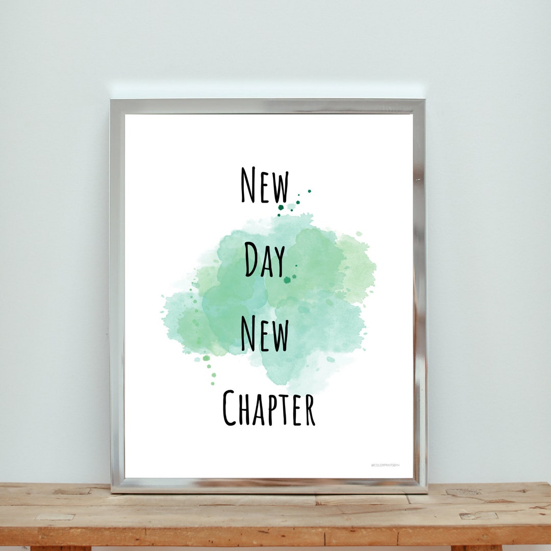 New Day New Chapter Green Watercolor Background Motivational Quote for ...