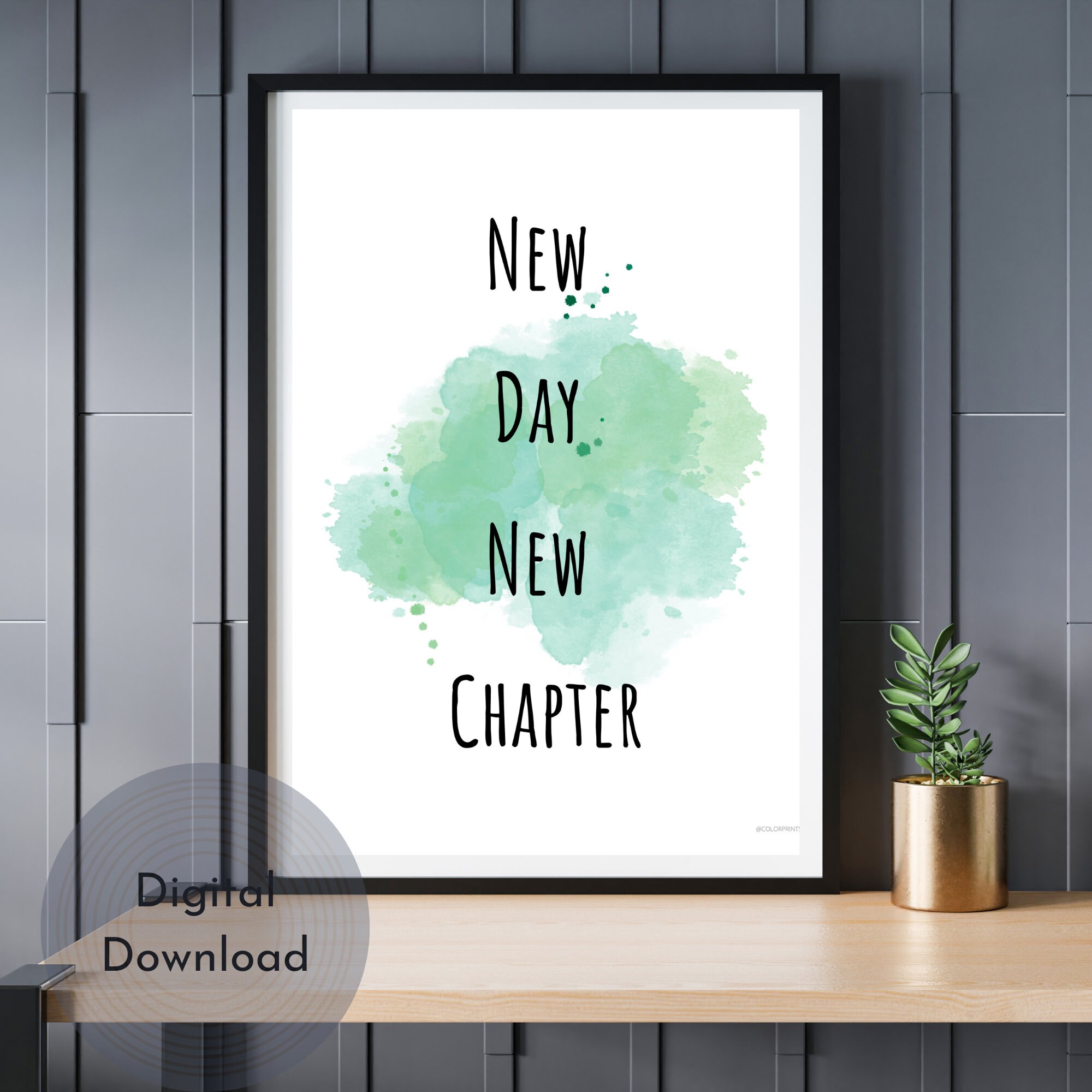 New Day New Chapter Green Watercolor Background Motivational - Etsy