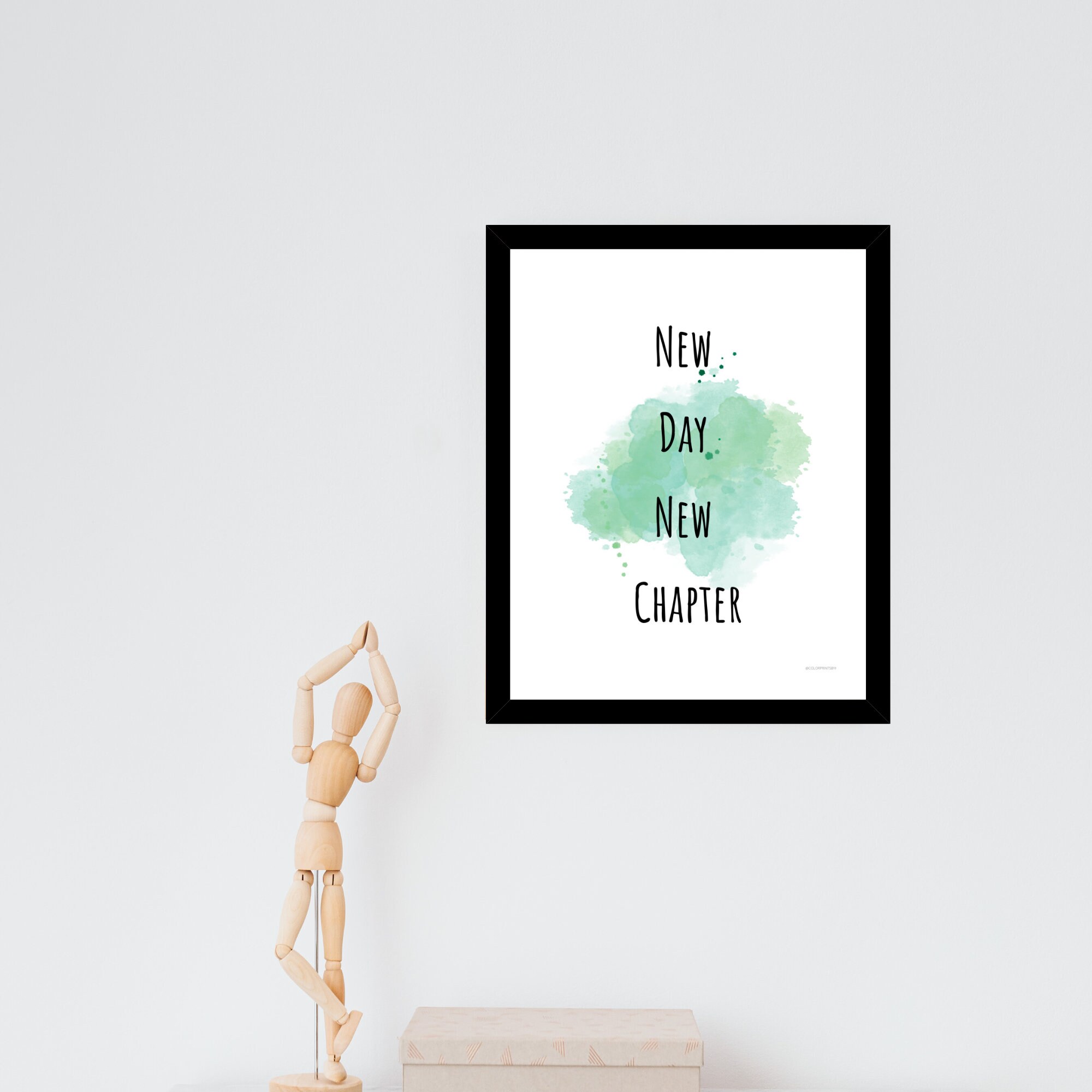 New Day New Chapter Green Watercolor Background Motivational - Etsy