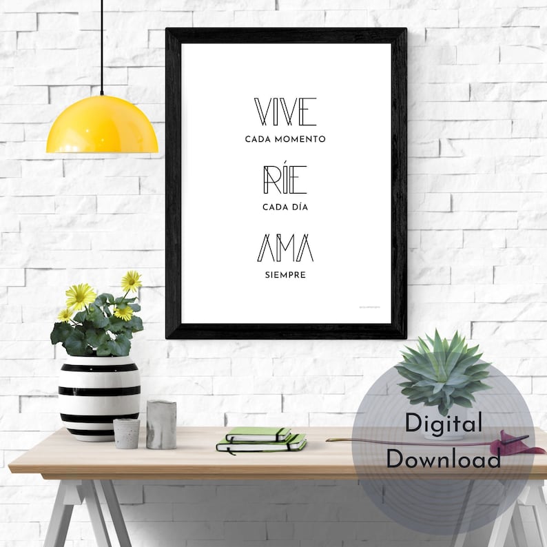 Vive, Rie, Ama Frase Motivadora En Español Para Decorar Tus Paredes Y ...