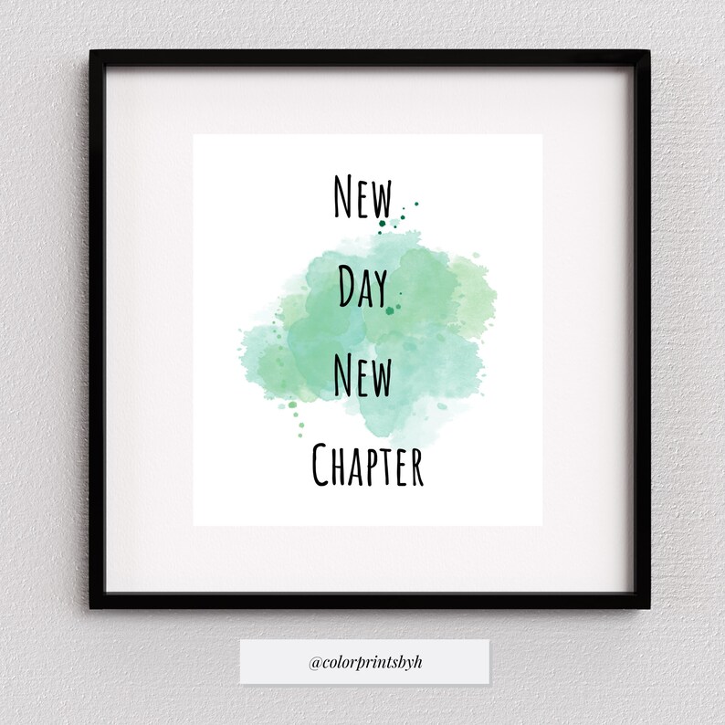 New Day New Chapter Green Watercolor Background Motivational - Etsy