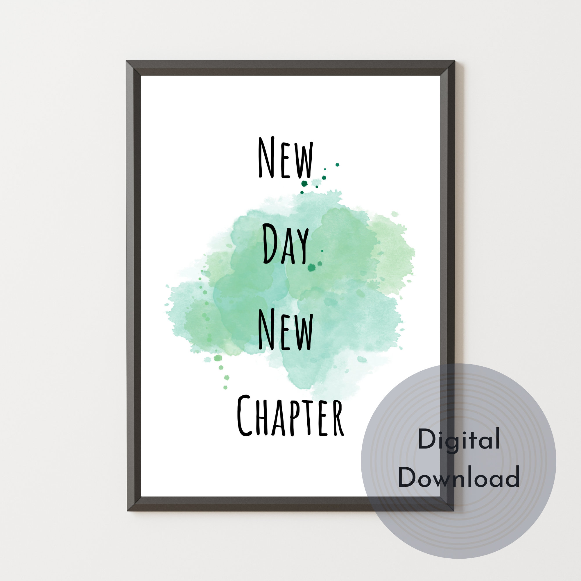 New Day New Chapter Green Watercolor Background Motivational - Etsy