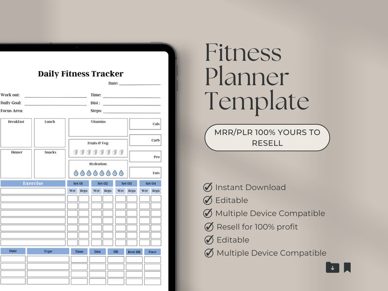 8 PLR Digital Fitness Planners | Master Resell Rights | 2024 Plr ...