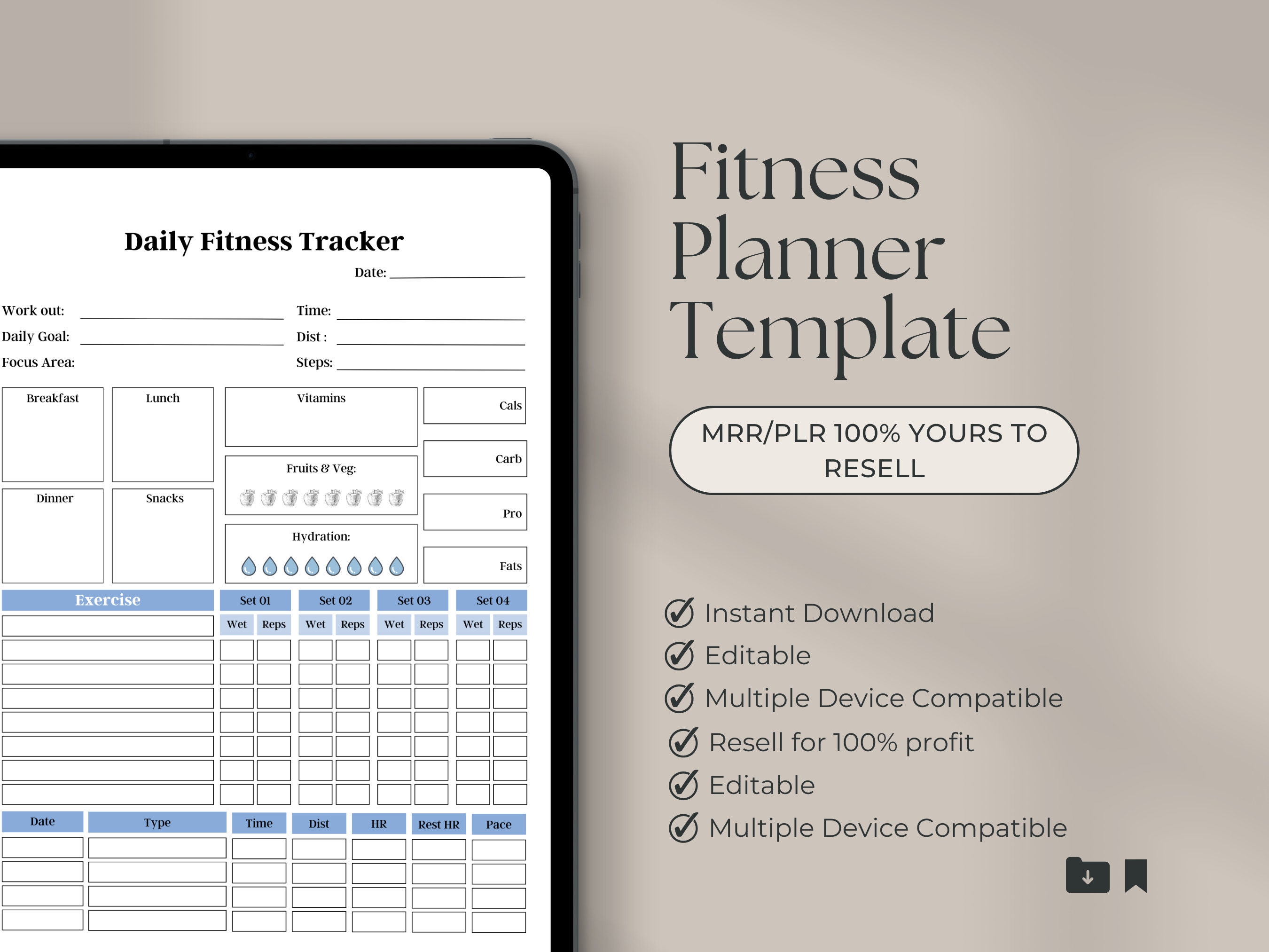 8 PLR Digital Fitness Planners | Master Resell Rights | 2024 Plr ...