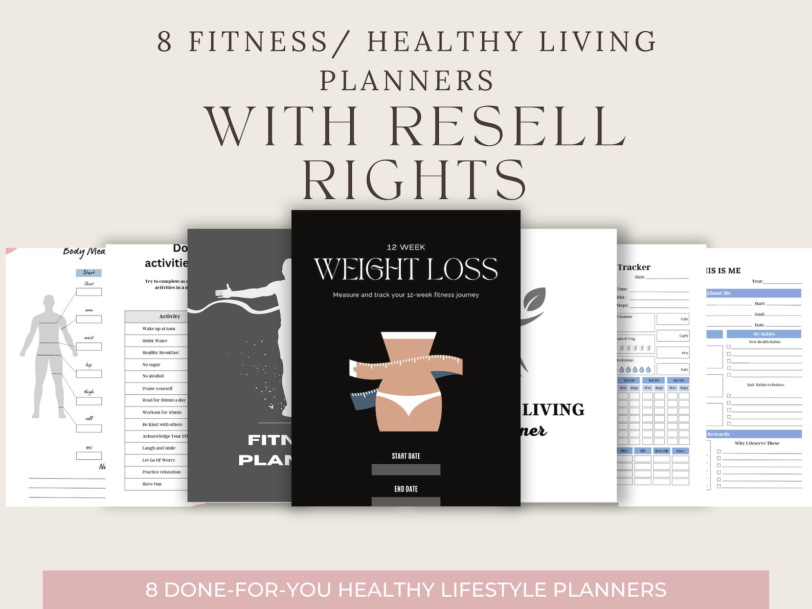 8 PLR Digital Fitness Planners | Master Resell Rights | 2024 Plr ...