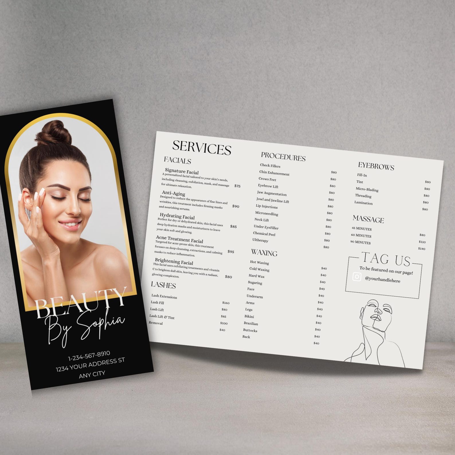 Trifold Brochure Template | Minimalist Esthetician Template Brochure ...
