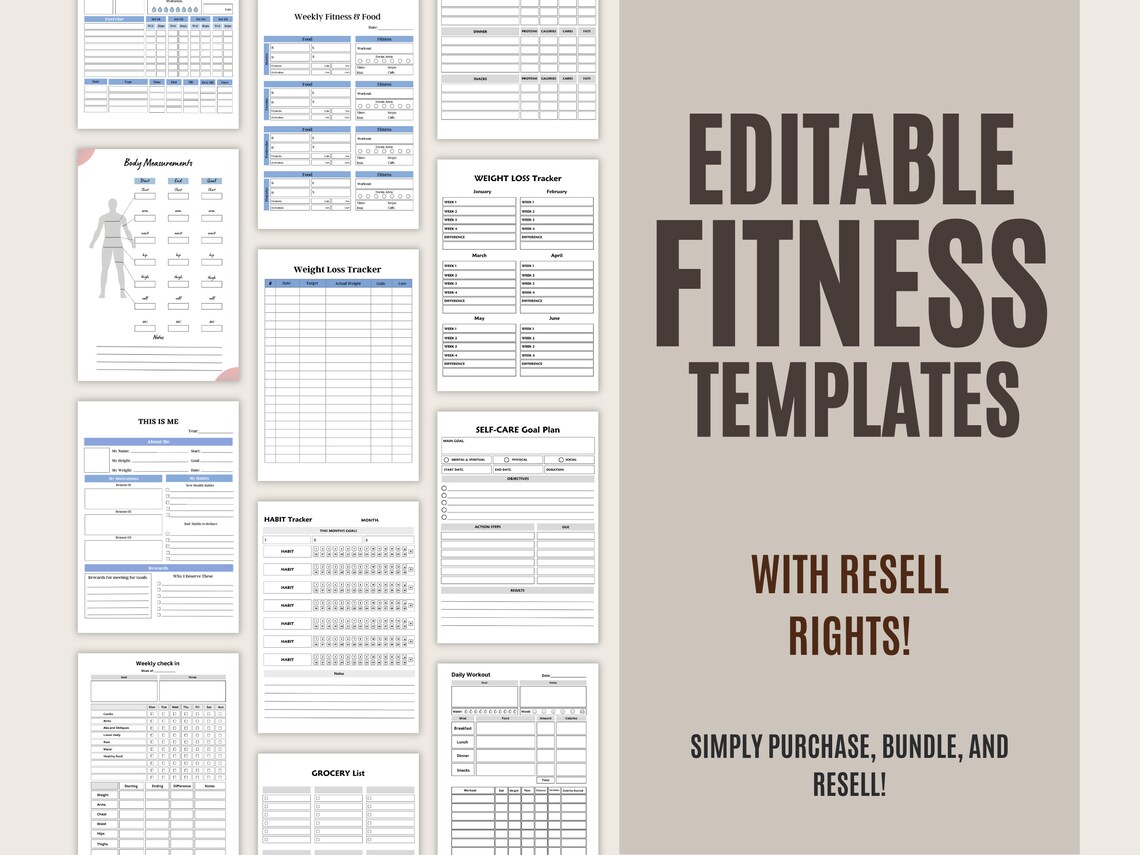 8 PLR Digital Fitness Planners | Master Resell Rights | 2024 Plr ...