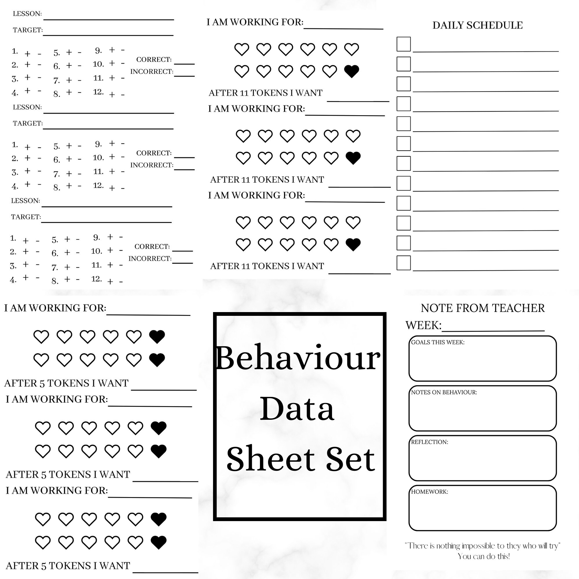 ABA Data Sheets RBT BCBA Goal Tracker Token Board Behaviour Therapy ...