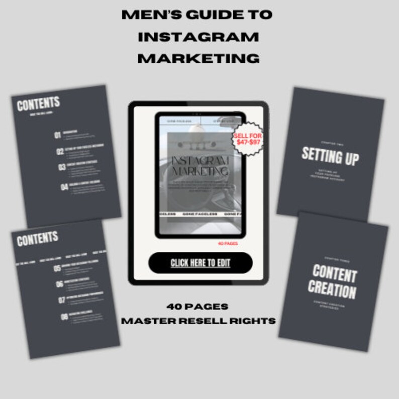Mens Digital Marketing, Mens Social Media Content, Instant Download ...