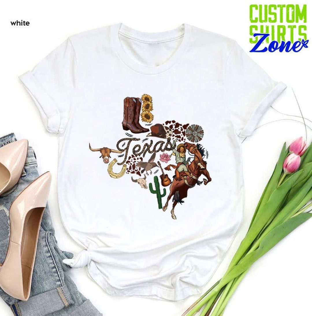 Western Texas Map Shirt,texas Love Shirt,texas Shirt,western Rodeo ...