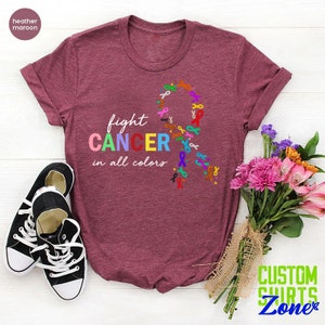 Fight Cancer Shirt, All Colors Ribbon Cancer T-shirt, Cancer ...