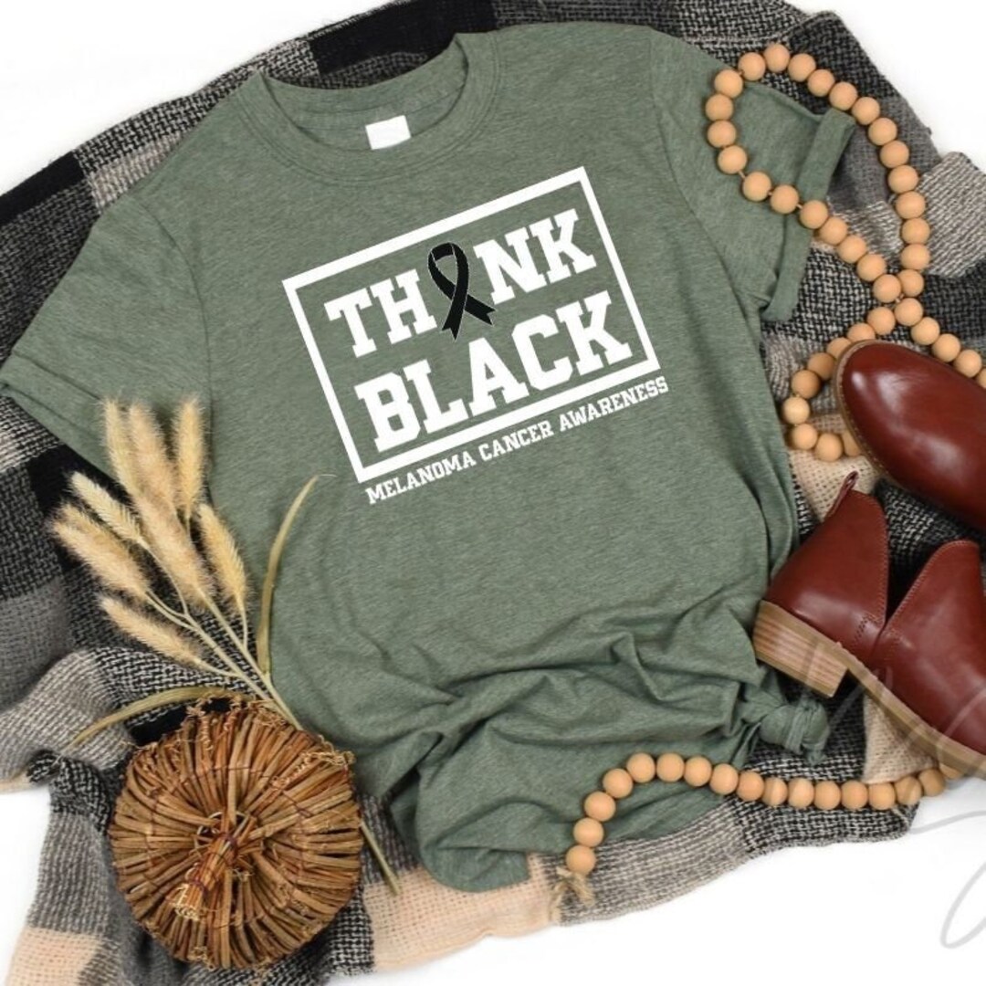 Melanoma Cancer Awareness Shirt,skin Cancer Tshirt,black Ribbon Tee ...