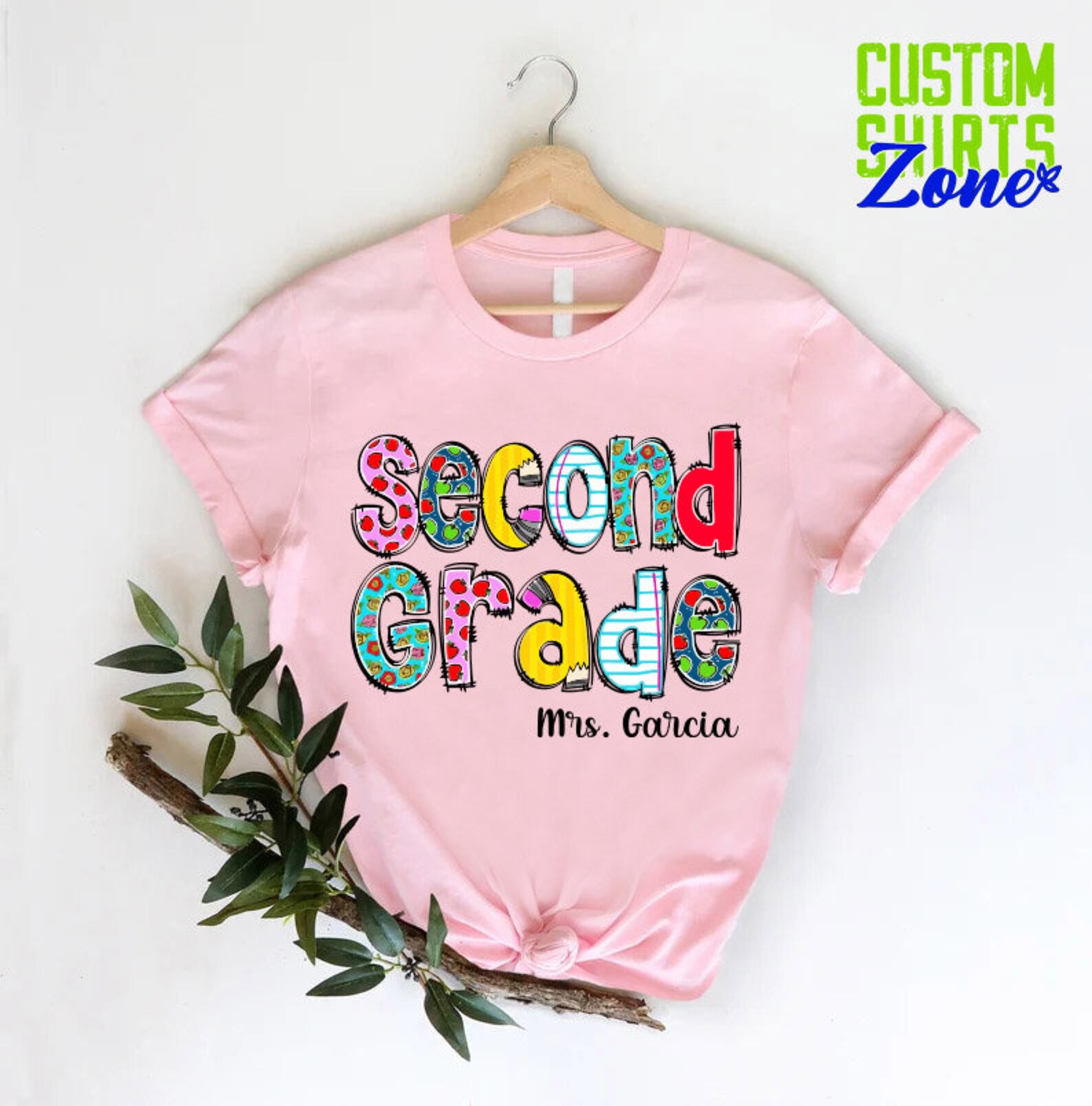 Custom Teacher Name Shirt, Second Grade Teacher, Personalized Teacher ...
