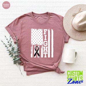 Fight Skin Cancer Shirt, USA Flag Melanoma Shirt, Black Ribbon Gift for ...