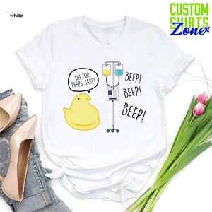 Funny Nurse Easter Shirt,peep Nursing Easter Tshirt,iv Pump Women Gift ...