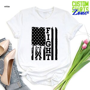 Fight Skin Cancer Shirt, USA Flag Melanoma Shirt, Black Ribbon Gift for ...