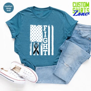 Fight Skin Cancer Shirt, USA Flag Melanoma Shirt, Black Ribbon Gift for ...