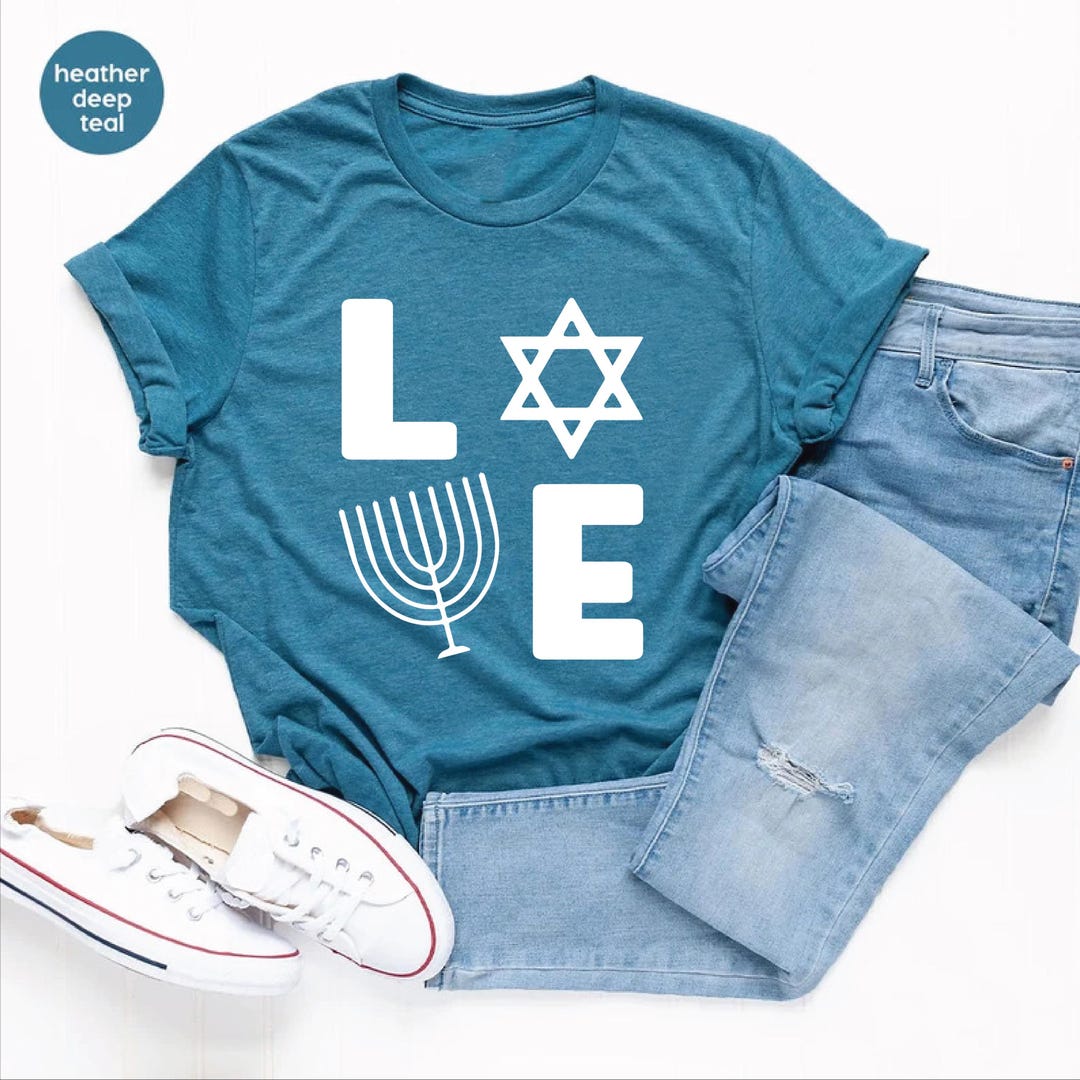 Hanukkah Menorah Shirt, Love Hanukkah Shirt, Star of David Shirt, Women ...