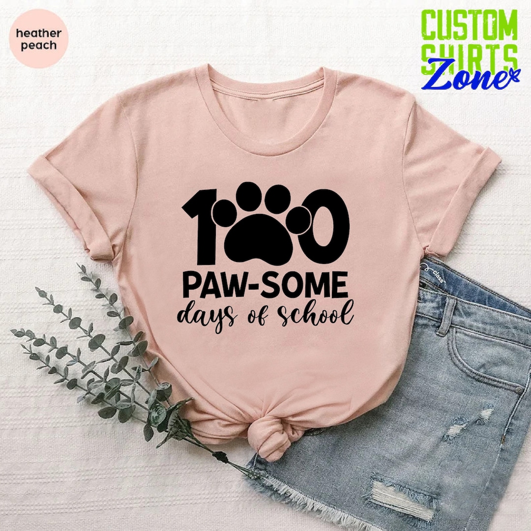 100 Paw-some Days of School Shirt,100 Days of School Shirt for Cat ...