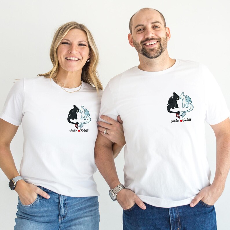 Custom Text Toothless and Light Fury Couple Shirt, Toothless Couple ...