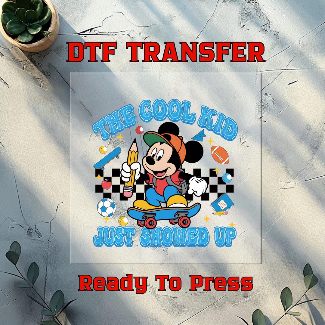 Disney Mickey Back to School DTF Transfer, Cool Kid Mickey Mouse Dtf ...