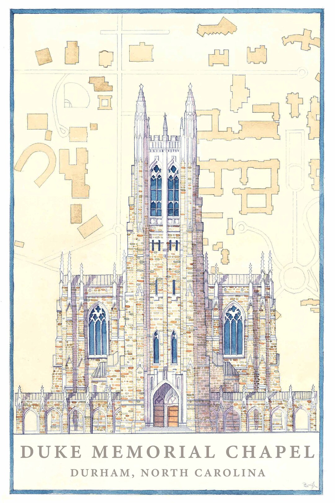 Duke Memorial Chapel Original Watercolor Painting - Etsy
