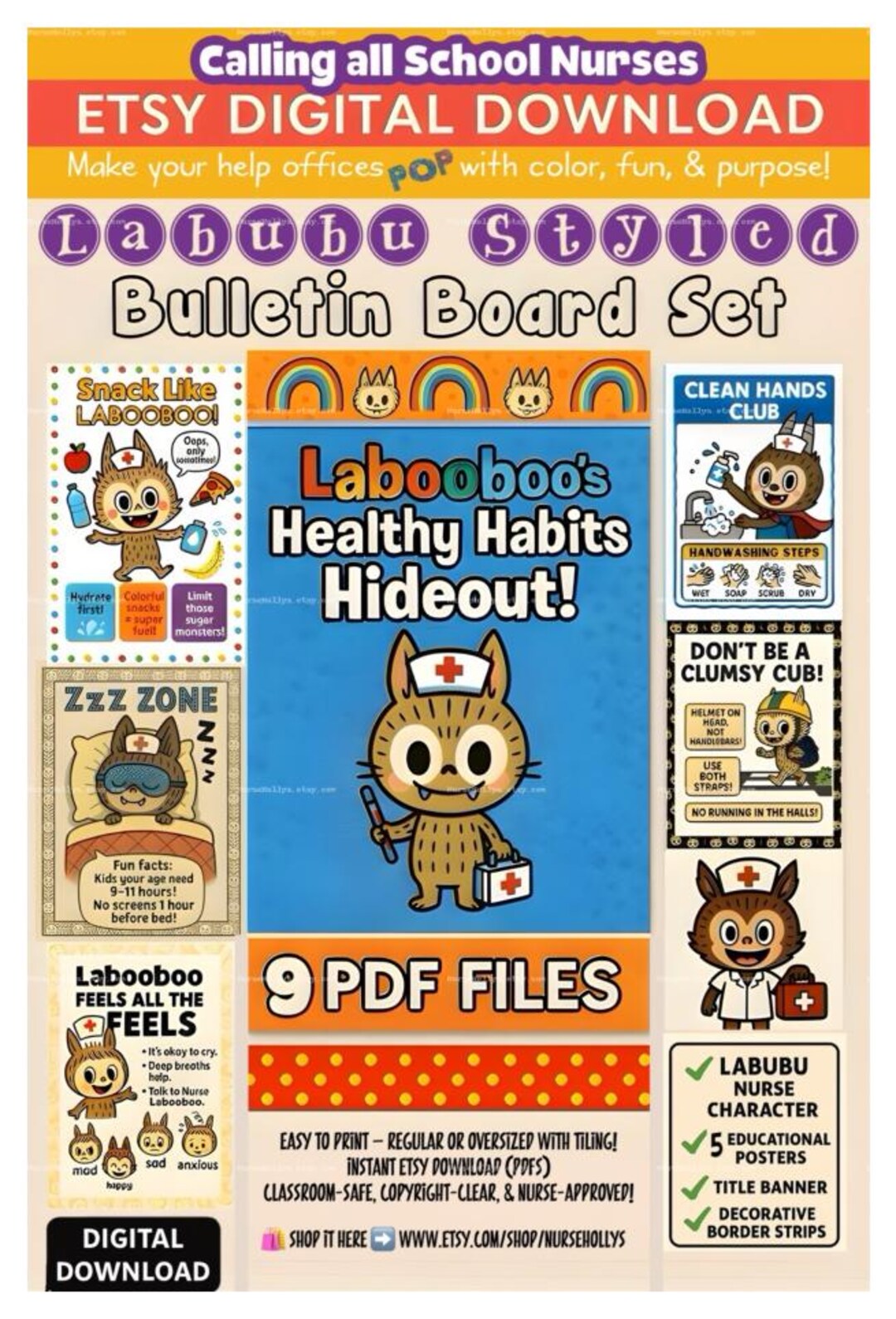 Labooboo School Nurse Bulletin Board Set - Labubu Inspired - Etsy Australia