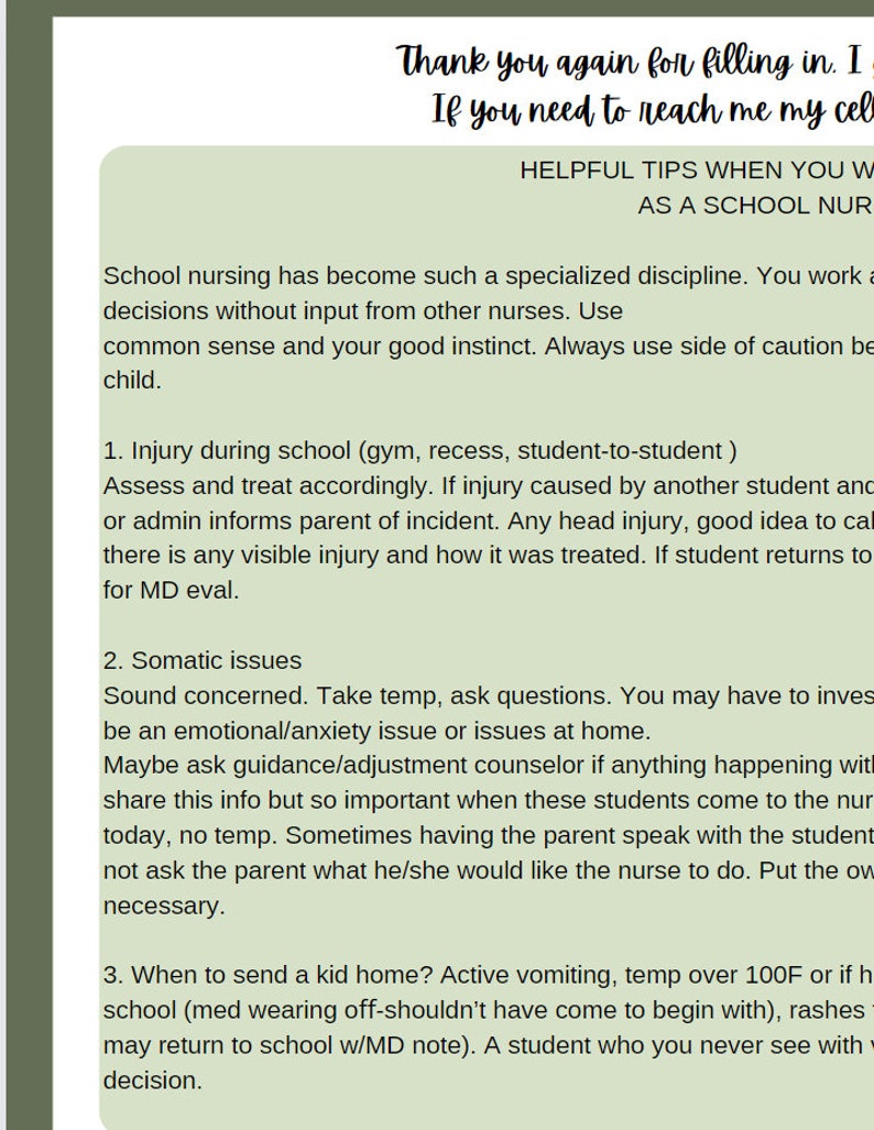 School Nurse Substitute Binder Fully Editable - Etsy