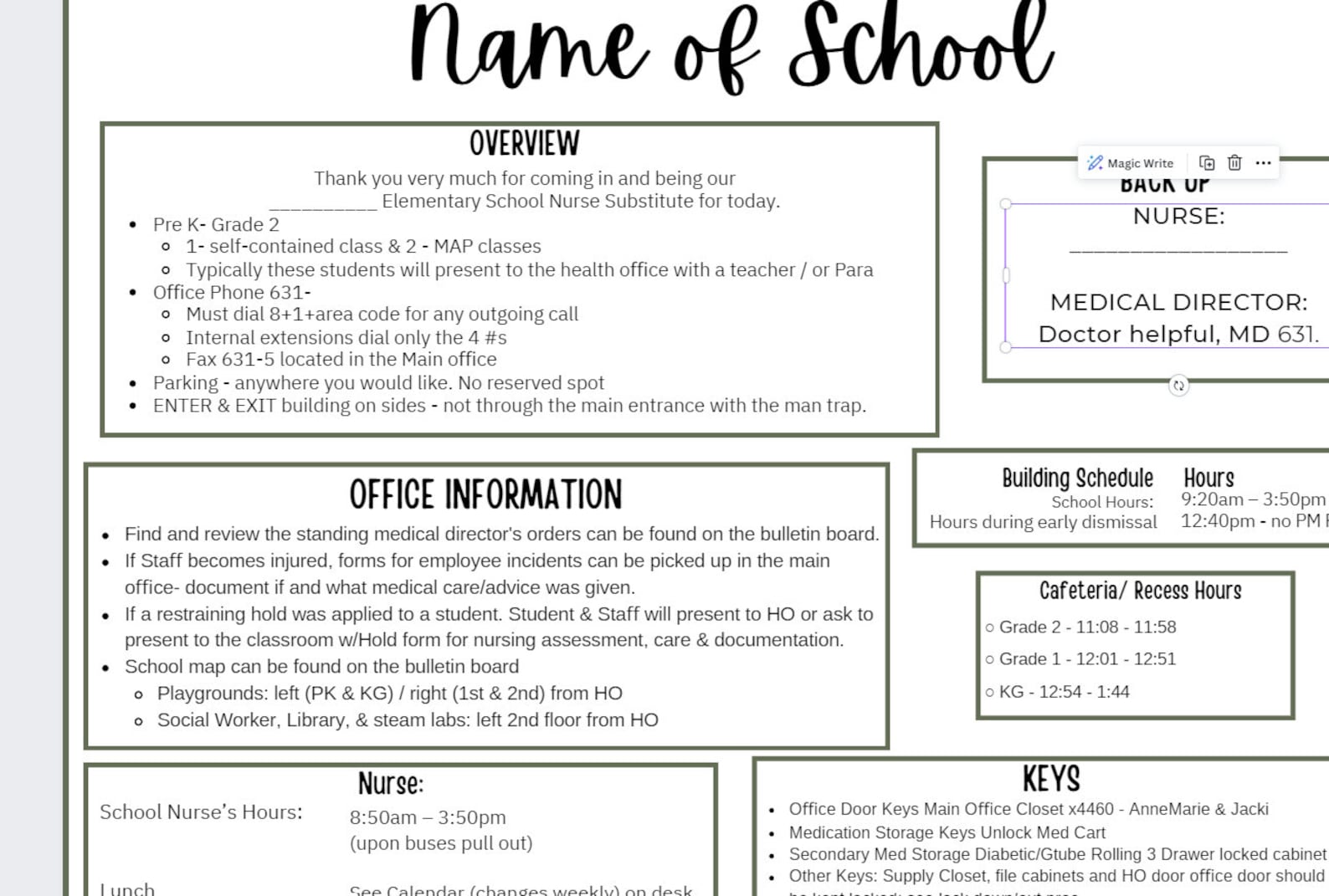 School Nurse Substitute Binder Fully Editable - Etsy